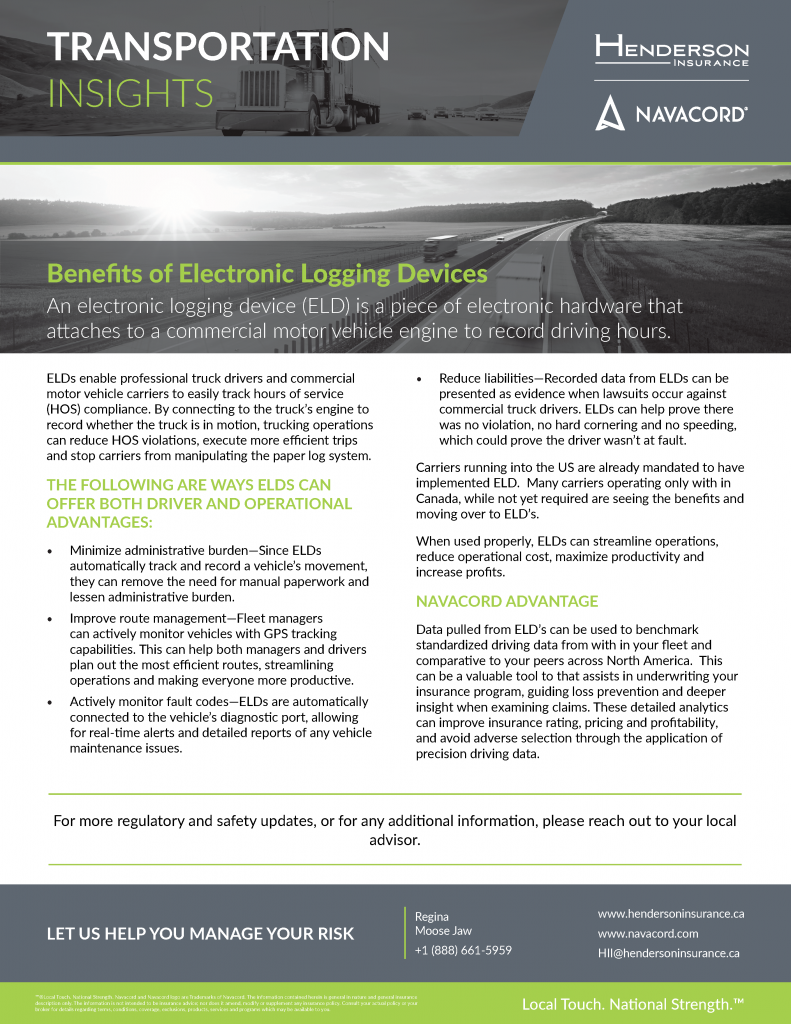 Electronic Logging Devices - Transportation Insight - HK Henderson